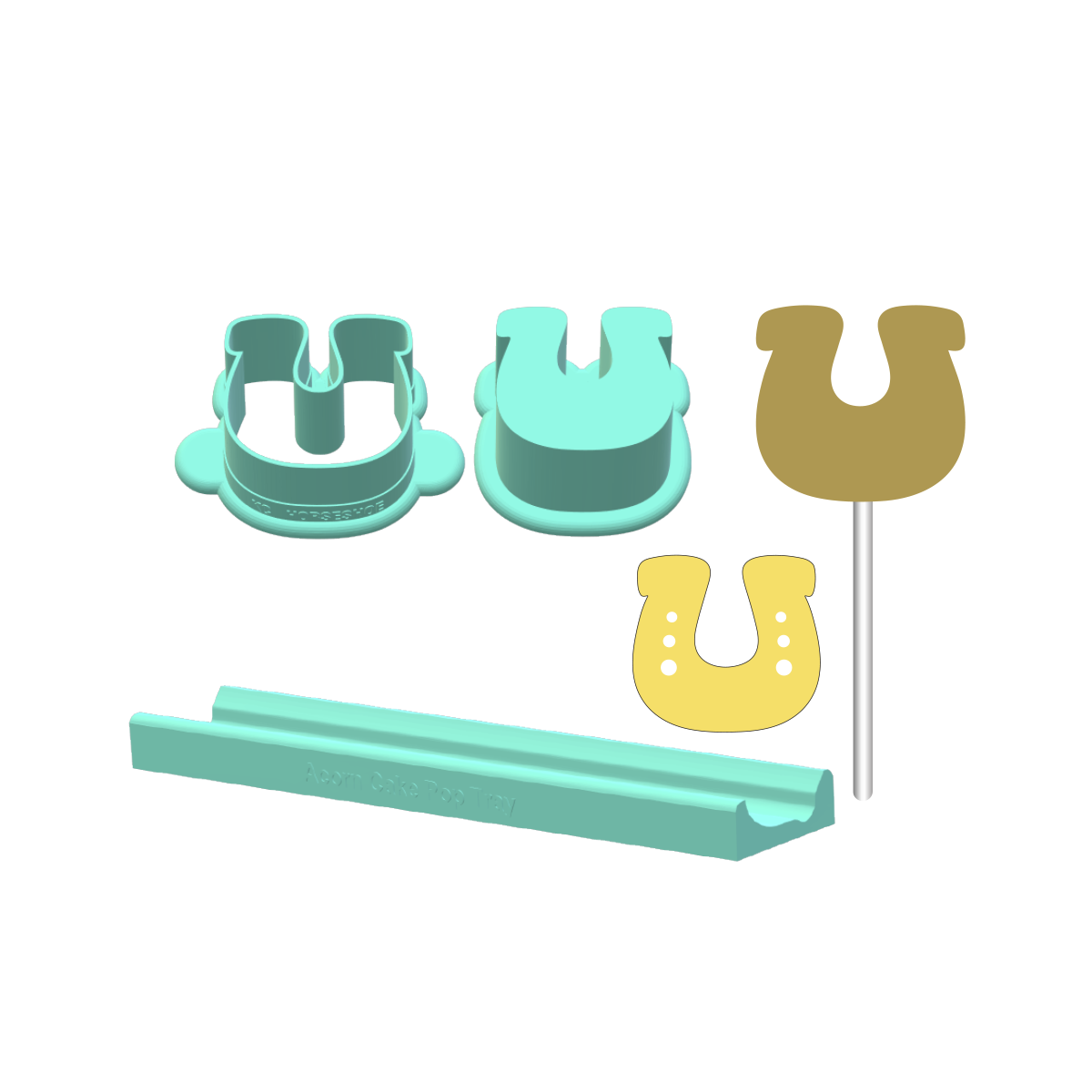 Horseshoe Cake Pop Mold |Deluxe Cutter, Popper, and Tray Option ...