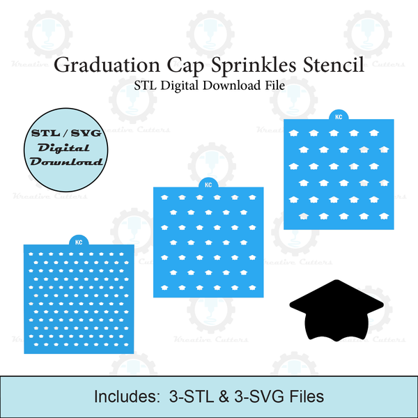 Graduation Cap Sprinkles Stencil STL & SVG Files | Kreative Cutters ...